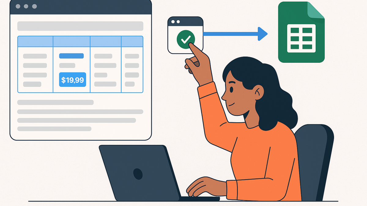 Extraction de données d'un site web vers Excel avec Sheetly.ai